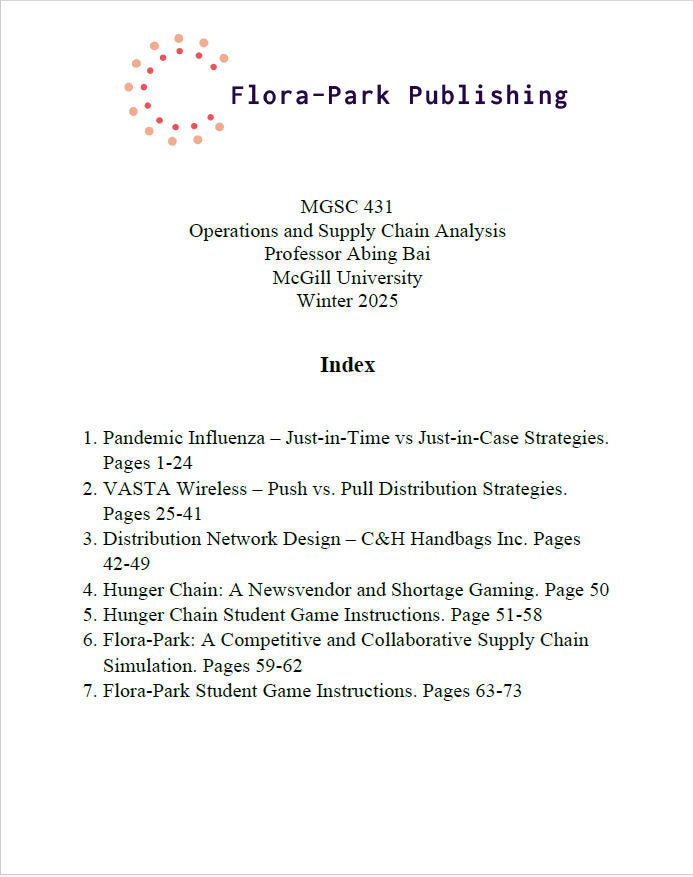 MGSC 431 Operations and Supply Chain Analysis Winter 2025 McGill DR Ba – Flora-Park Publishing